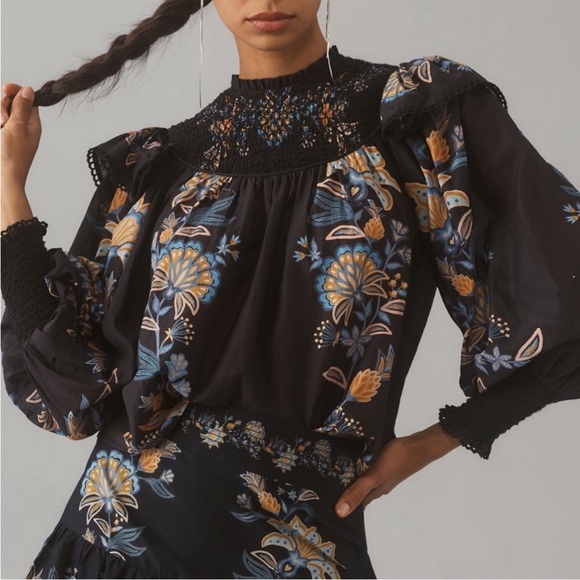 FARM Rio | Tops | Farm Rio Stitched Garden Blouse Nwt Xs | Poshmark
